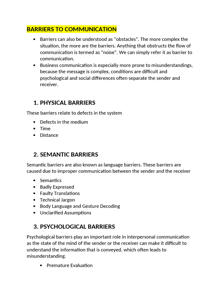 Barriers To Communication | PDF