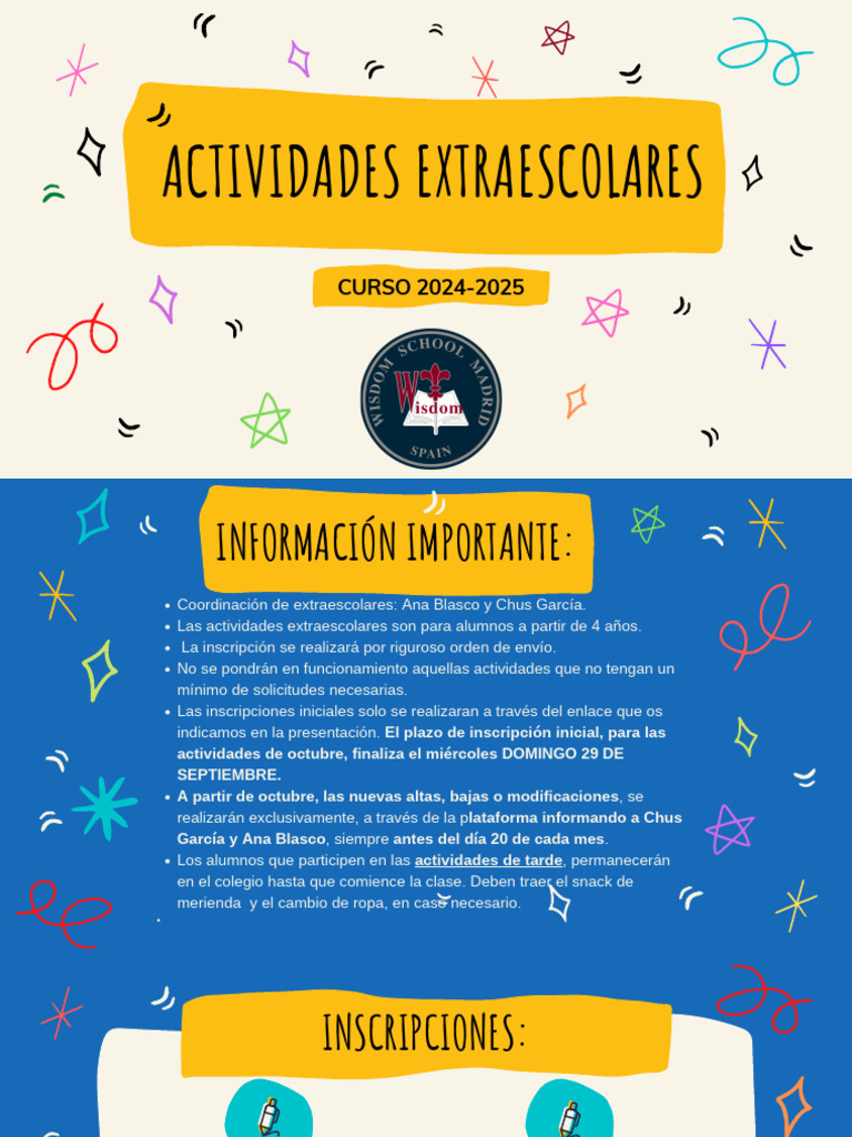 Extraescolares 202425 | PDF | Creatividad | Ciencias del comportamiento
