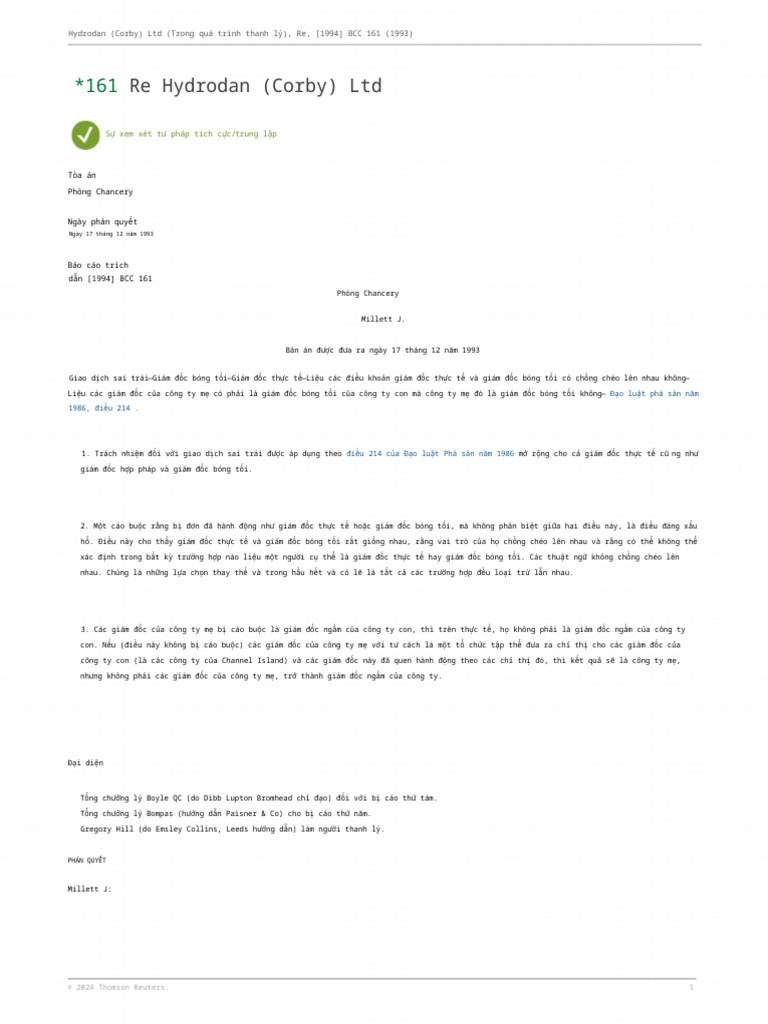 Hydrodan Corby LTD in Liquidation Re | PDF