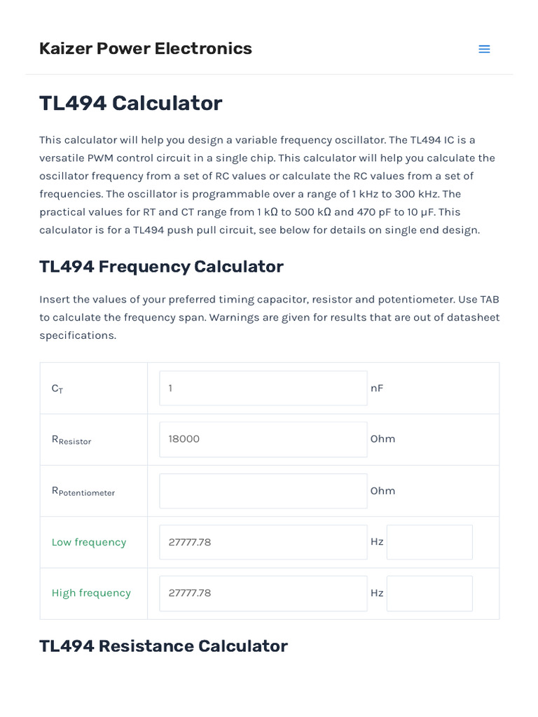 TL494 Calculator | PDF