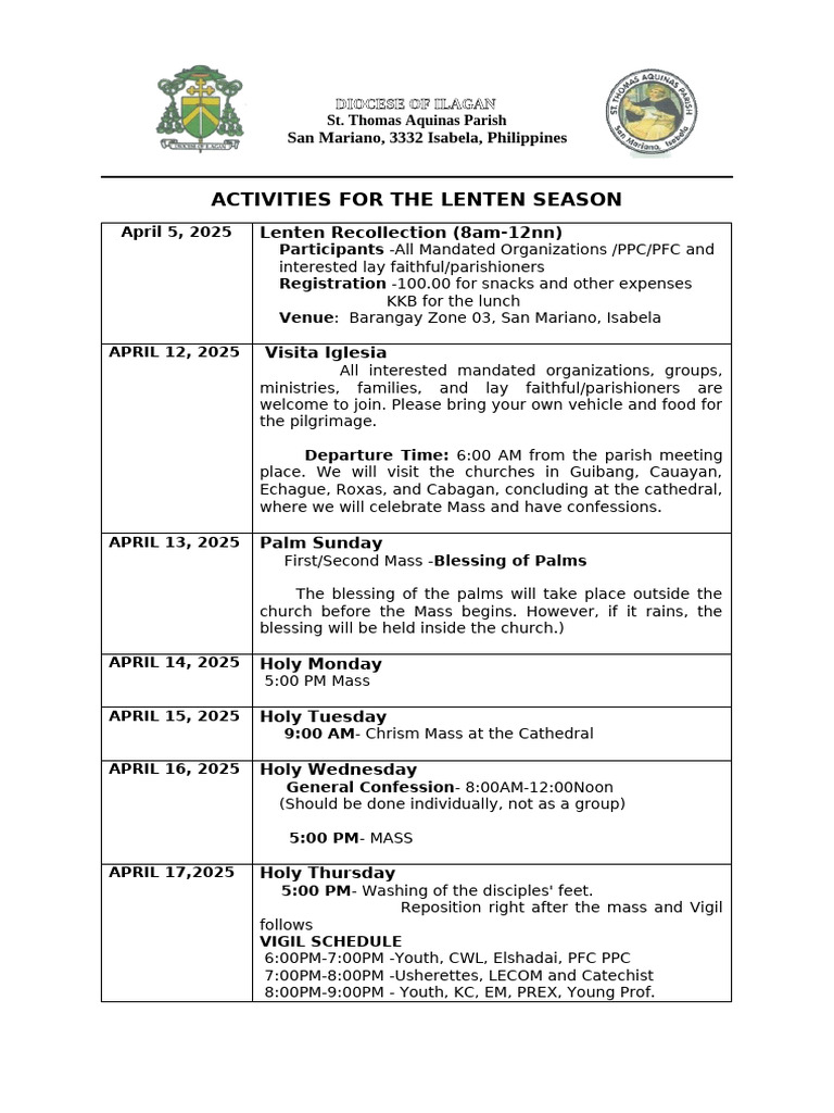 2025 Activities Lenten Season | PDF | Lent | Easter