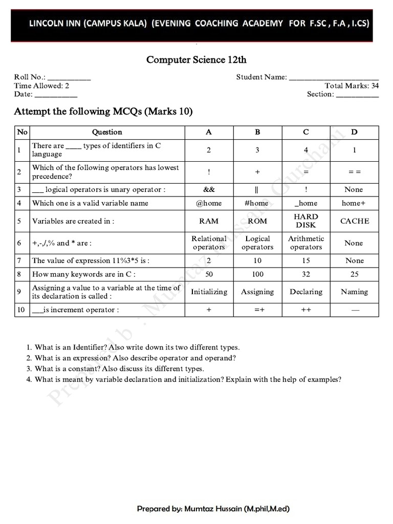 Computer Science 12th - 2025-03-27-063658235 | PDF | Computer ...