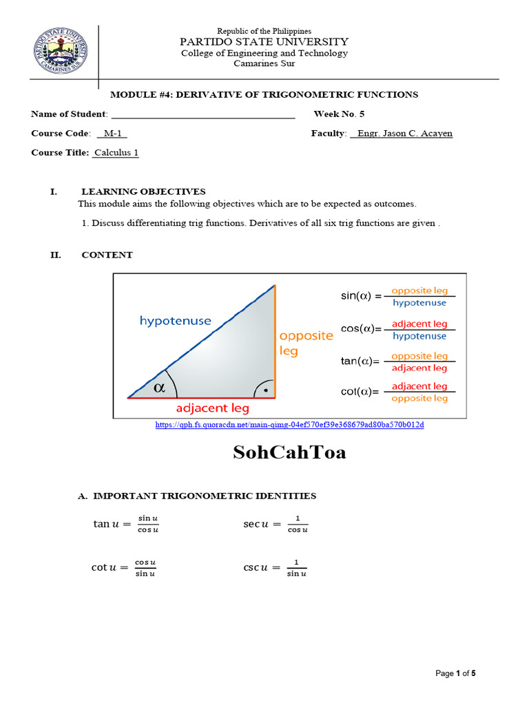 M-1-Module-4 | PDF | Trigonometric Functions | Functions And Mappings