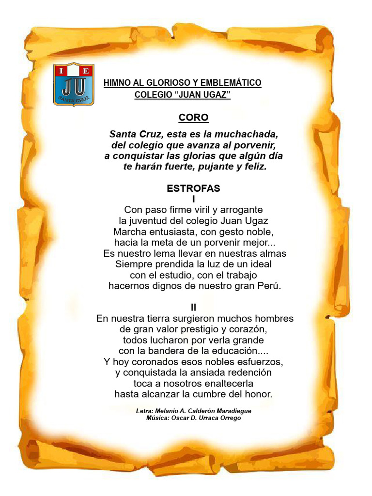 Himno al Colegio Juan Ugaz | PDF
