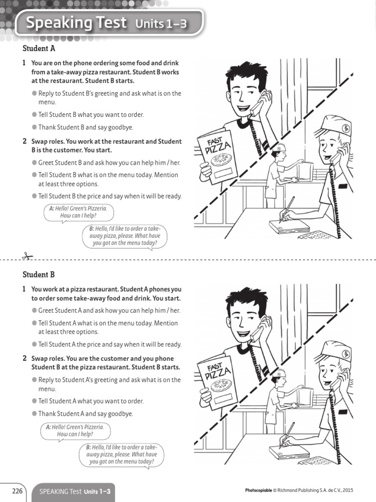 Achievers A2 Test Units 1-3 Speaking | PDF