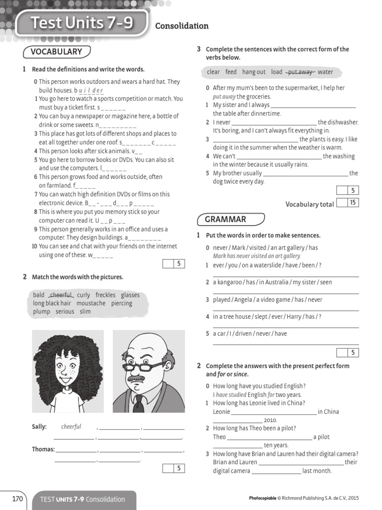 Achievers A2 Test Units 7-9 Consolidation | PDF