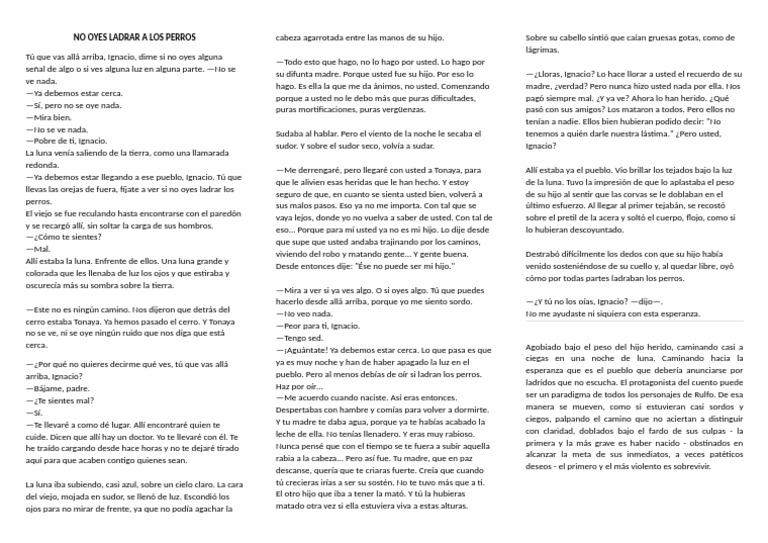 No Oyes Ladrar a los Perros: Análisis | PDF