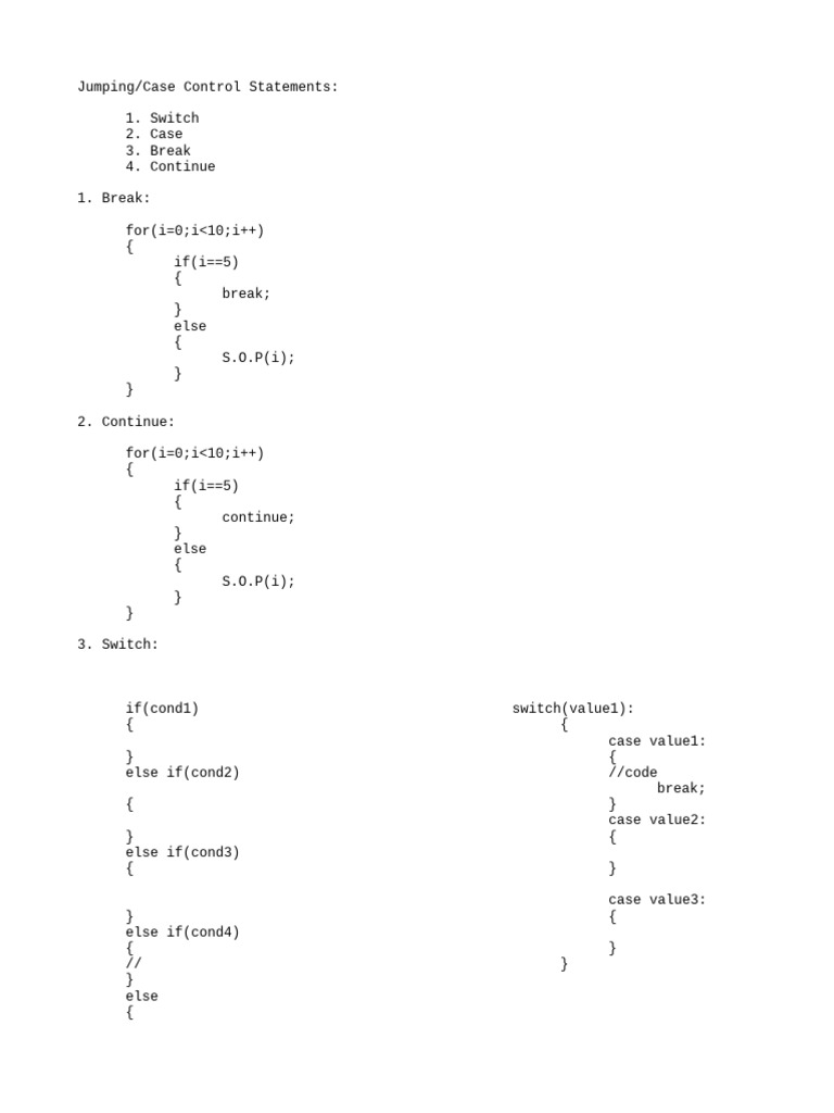 Case Control Statements | PDF