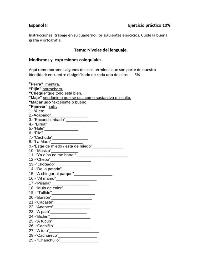 Significados de modismos en español | PDF