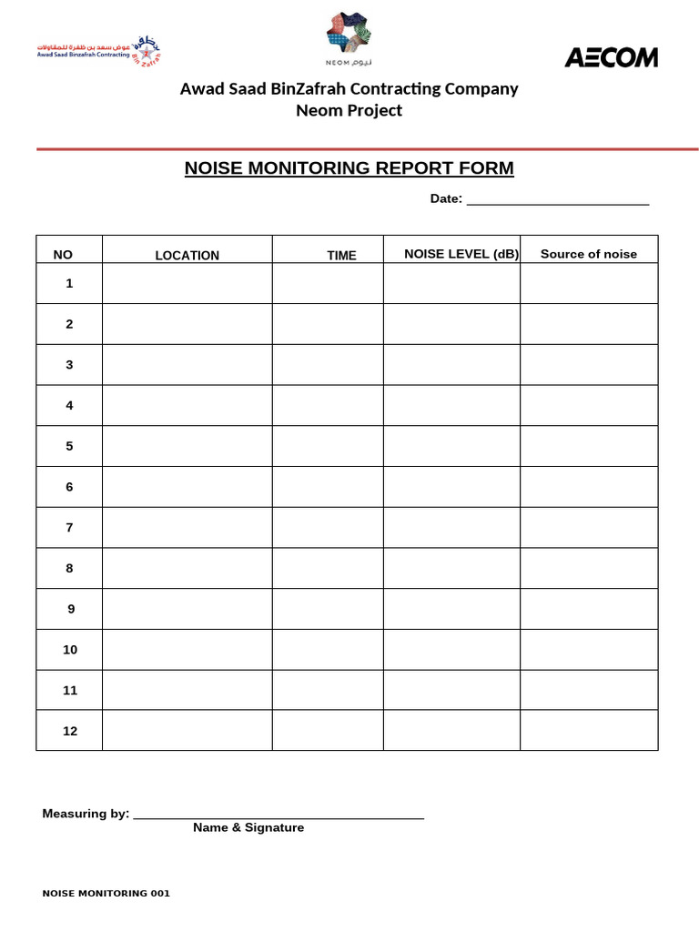Noise Monitoring Report Template | PDF