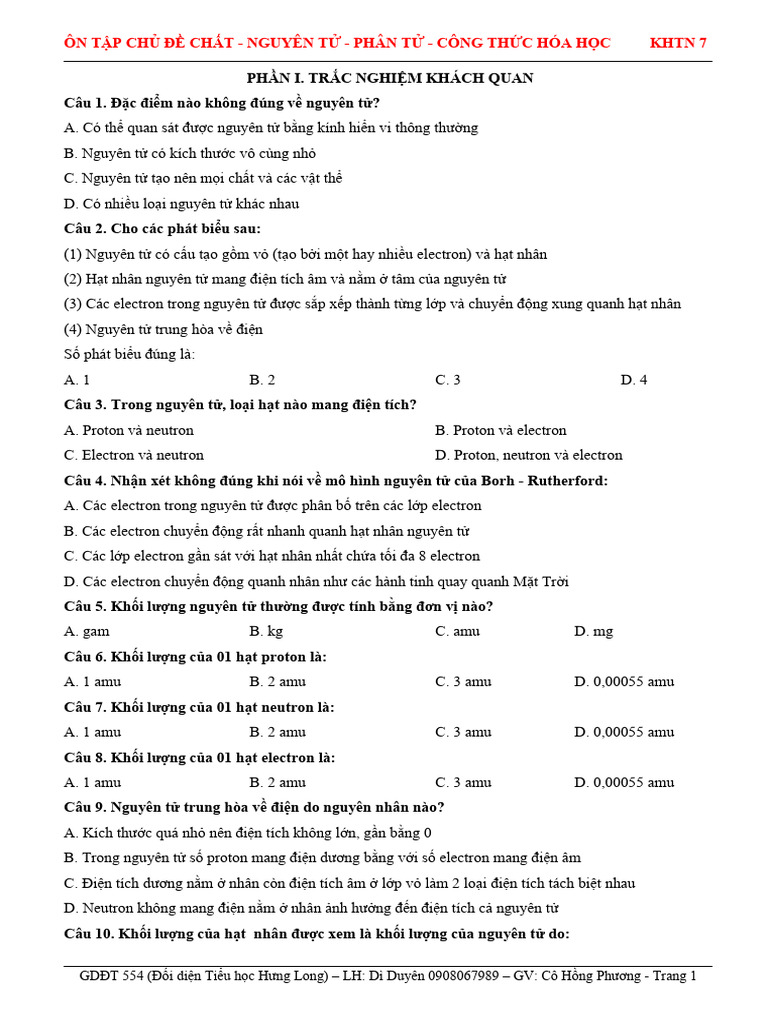 T NG Ôn Hóa KHTN 7 | PDF