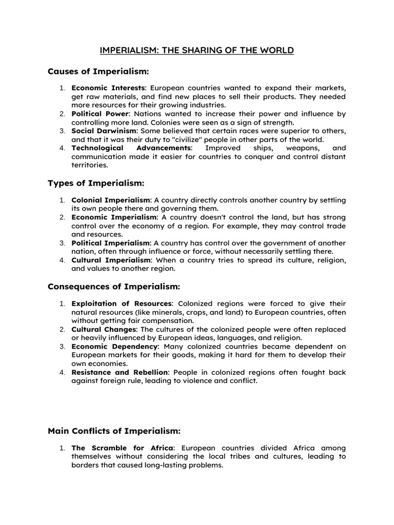 Causes and Effects of Imperialism | PDF | Imperialism | Colonialism