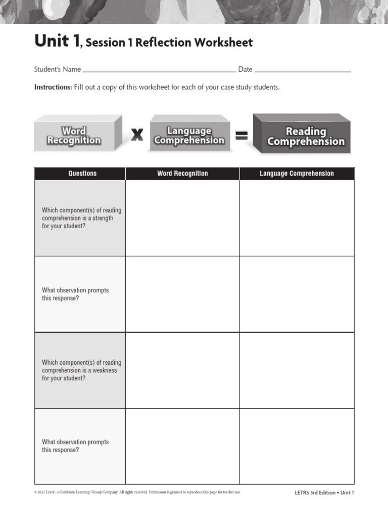 Unit 1 Reflection Worksheets | PDF | Reading Comprehension | Learning ...