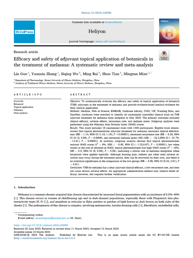 Efficacy and Safety of Adjuvant Topical Application of Botanicals in ...