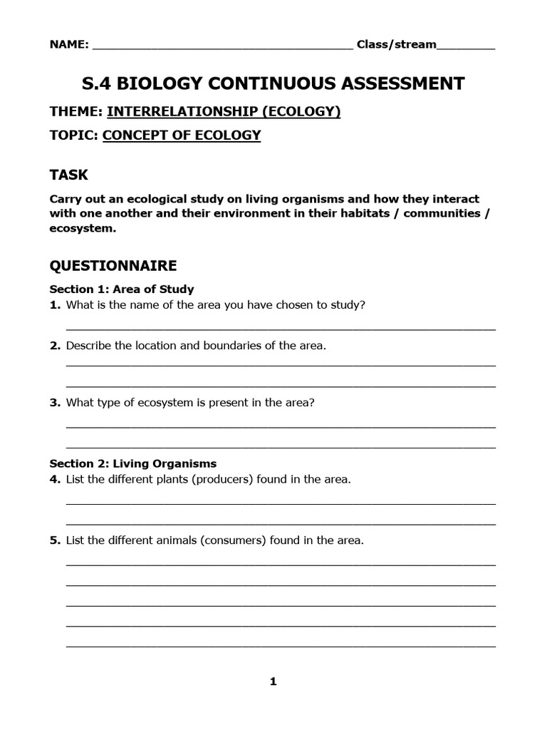 Ecological Study Assessment Guide | PDF | Ecology | Food Web