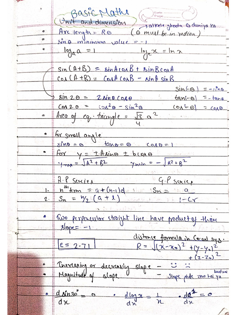 Basic Maths Short Notes | PDF