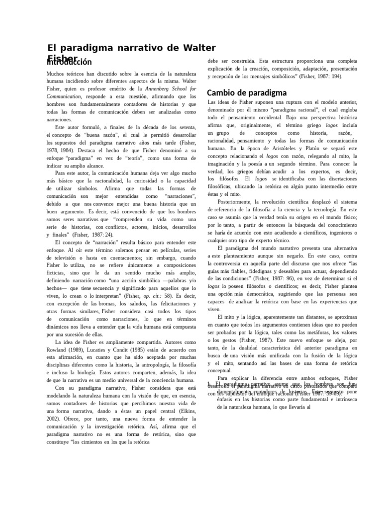 Paradigma Narrativo Walter Fisher 2015 | PDF | Paradigma | Racionalidad