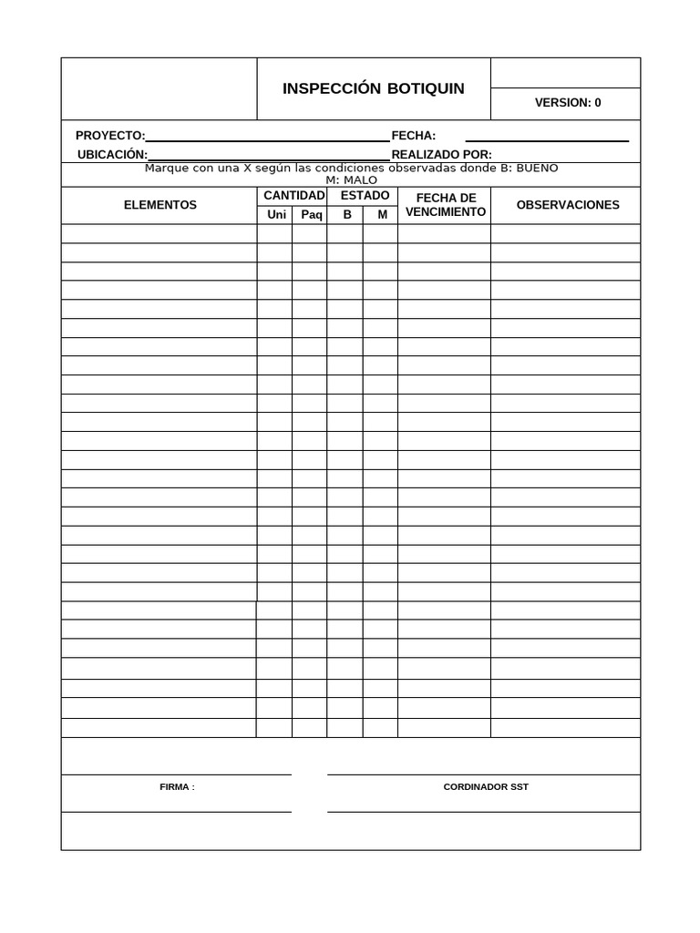 Formato Inspeccion de Botiquin | PDF