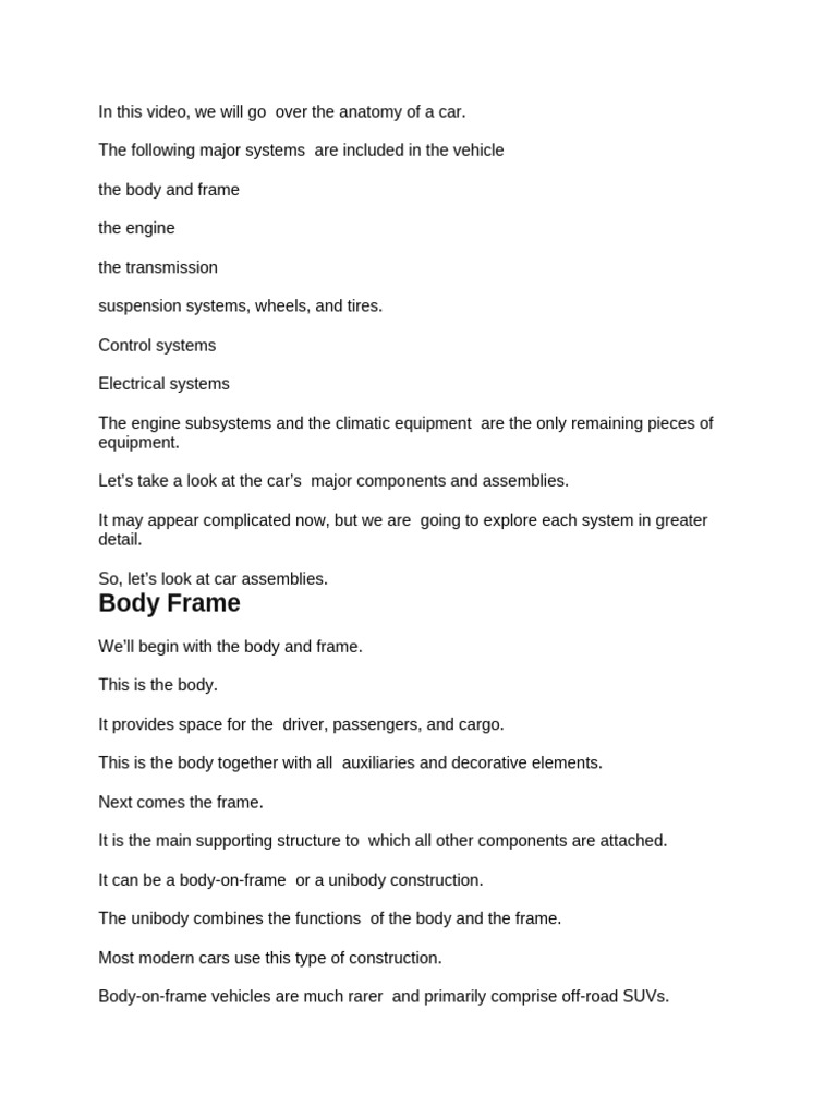 Anatomy of a Car: Key Components Explained | PDF | Internal Combustion ...