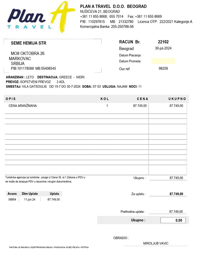 Mo8 Oktobra 26 Markovac Beograd | PDF