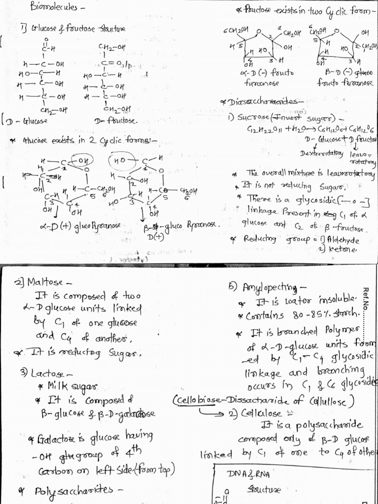 Biomolecules Notes Mhtcet | PDF