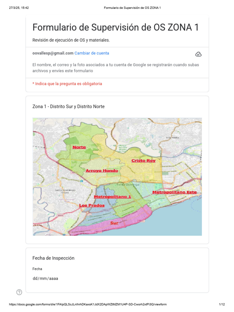 Formulario de Supervisión de OS ZONA 1 | PDF