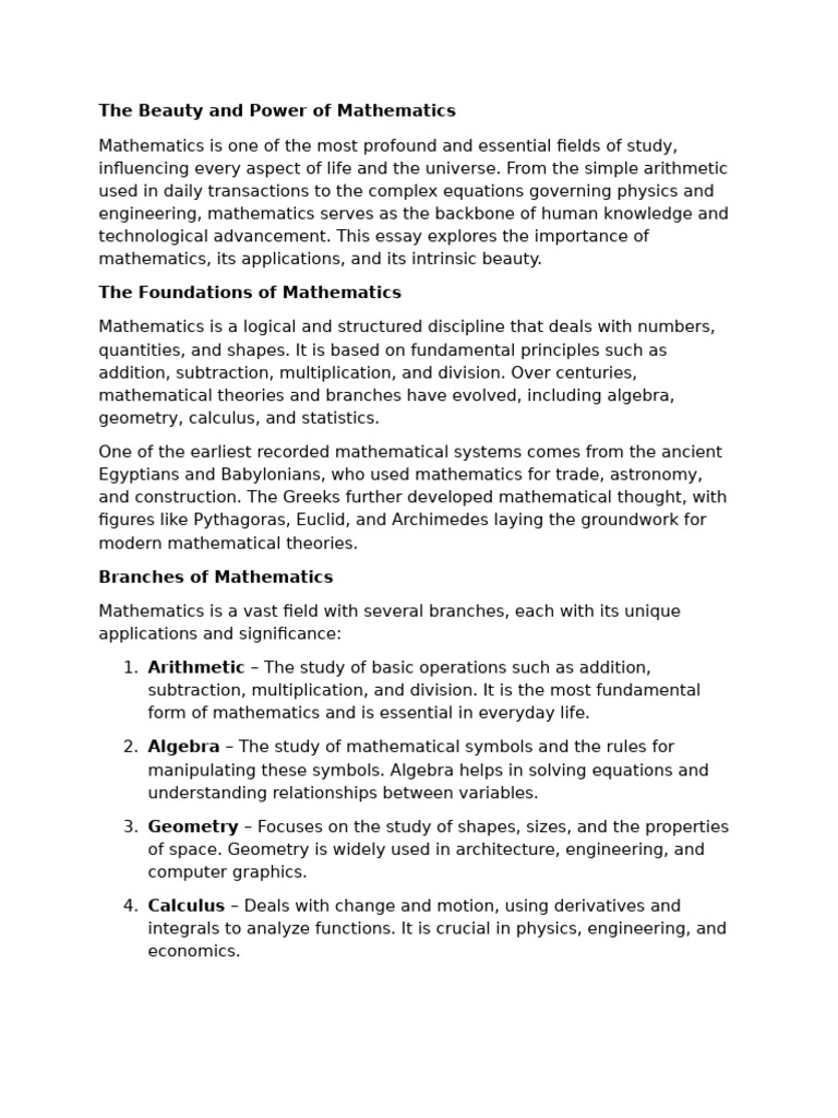 The Beauty and Power of Mathematics | PDF