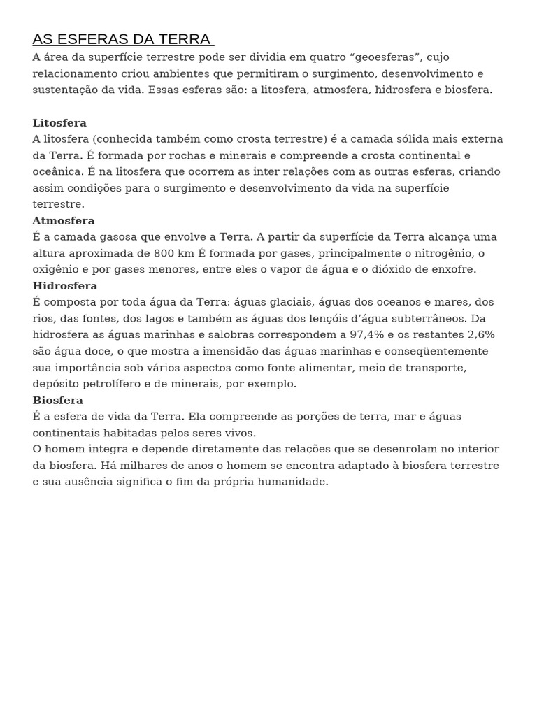 AS ESFERAS DA TERRA | PDF