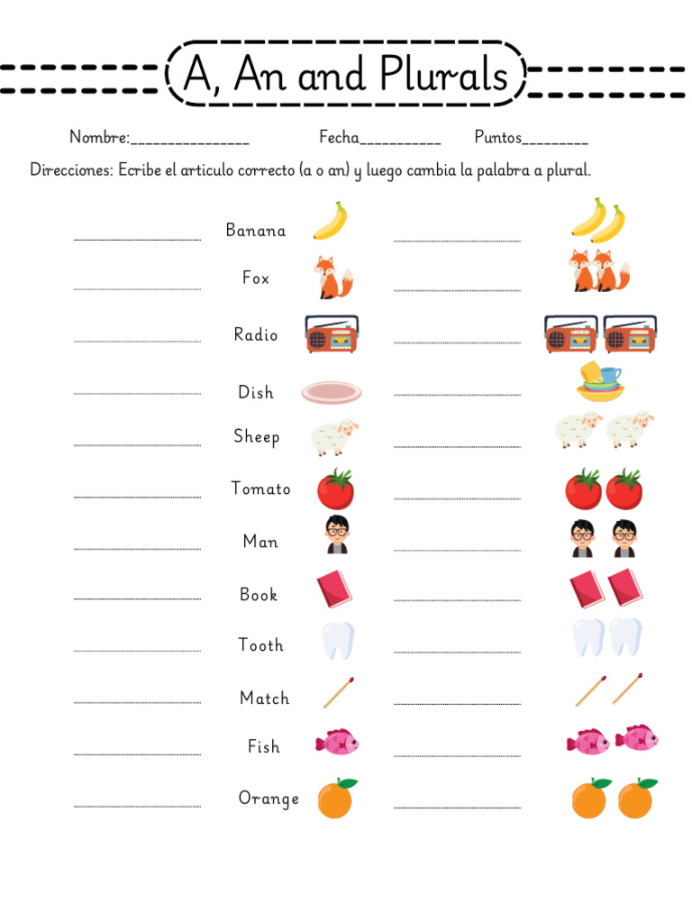 A, An and Plurals | PDF