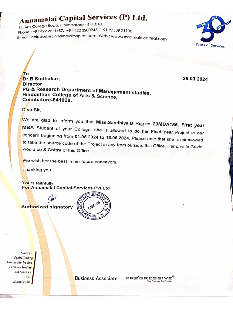 Project Acceptance Letter-1 | PDF