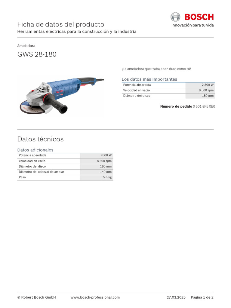 ESMERIL 7 Gws-18-125-Pl-Sheet | PDF