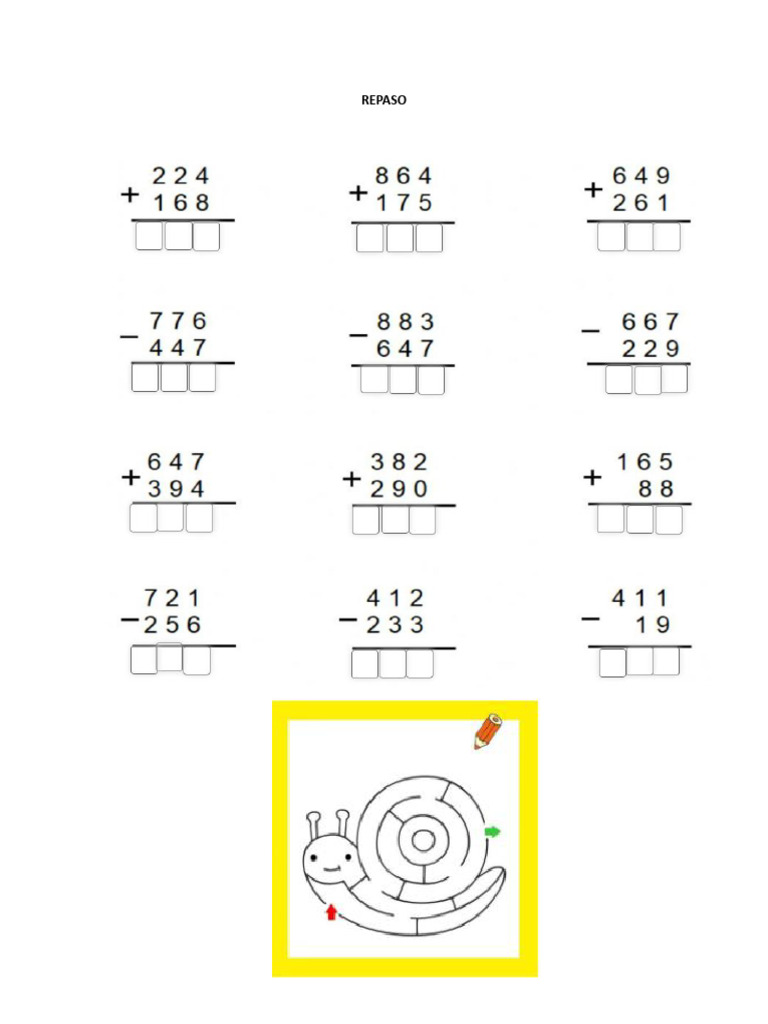 Repaso Sumas y Restas | PDF