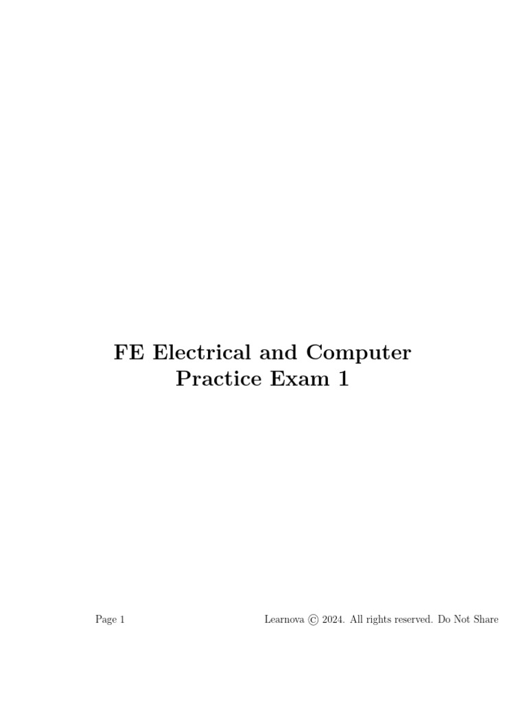 Practice Exam 1 - FE Electrical and Computer | PDF | Mathematics ...