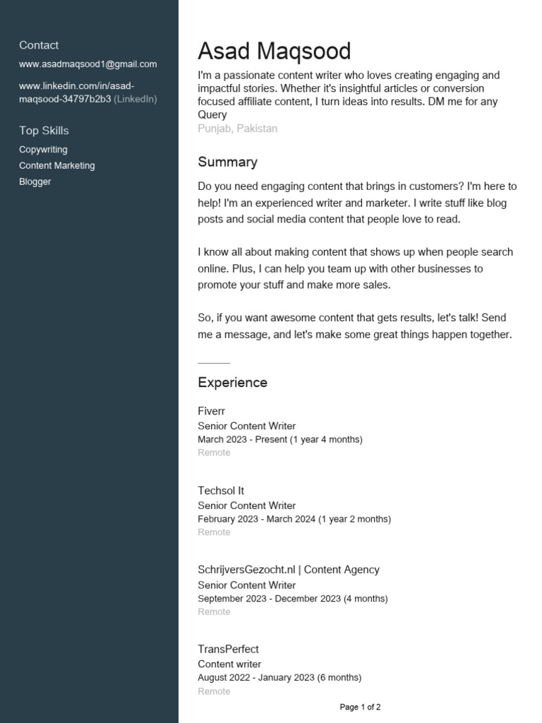 Resume Asad Maqsood | PDF