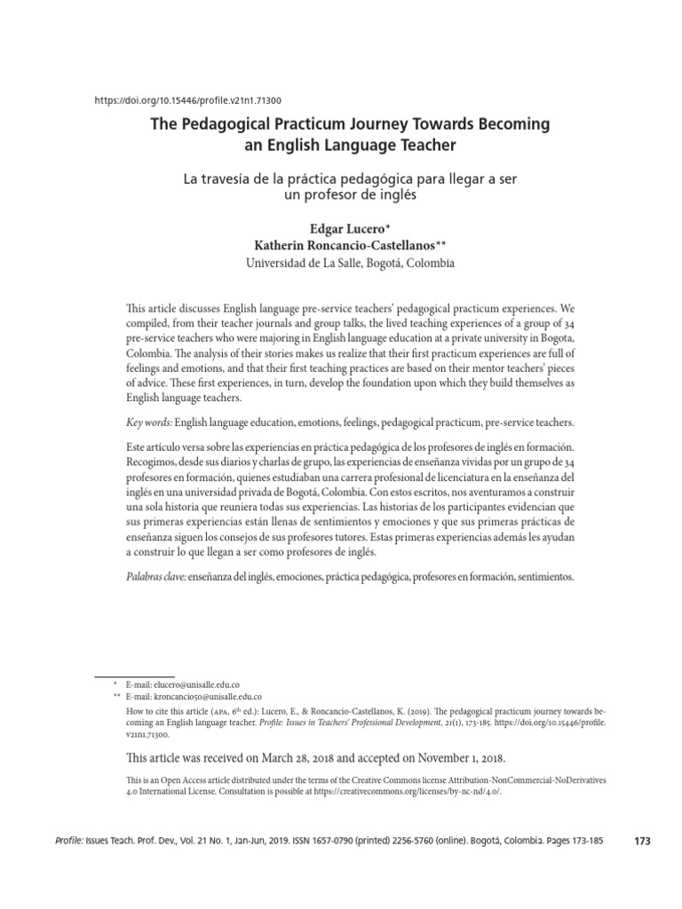 The Pedagogical Practicum Journey Towards Becoming An English Language ...