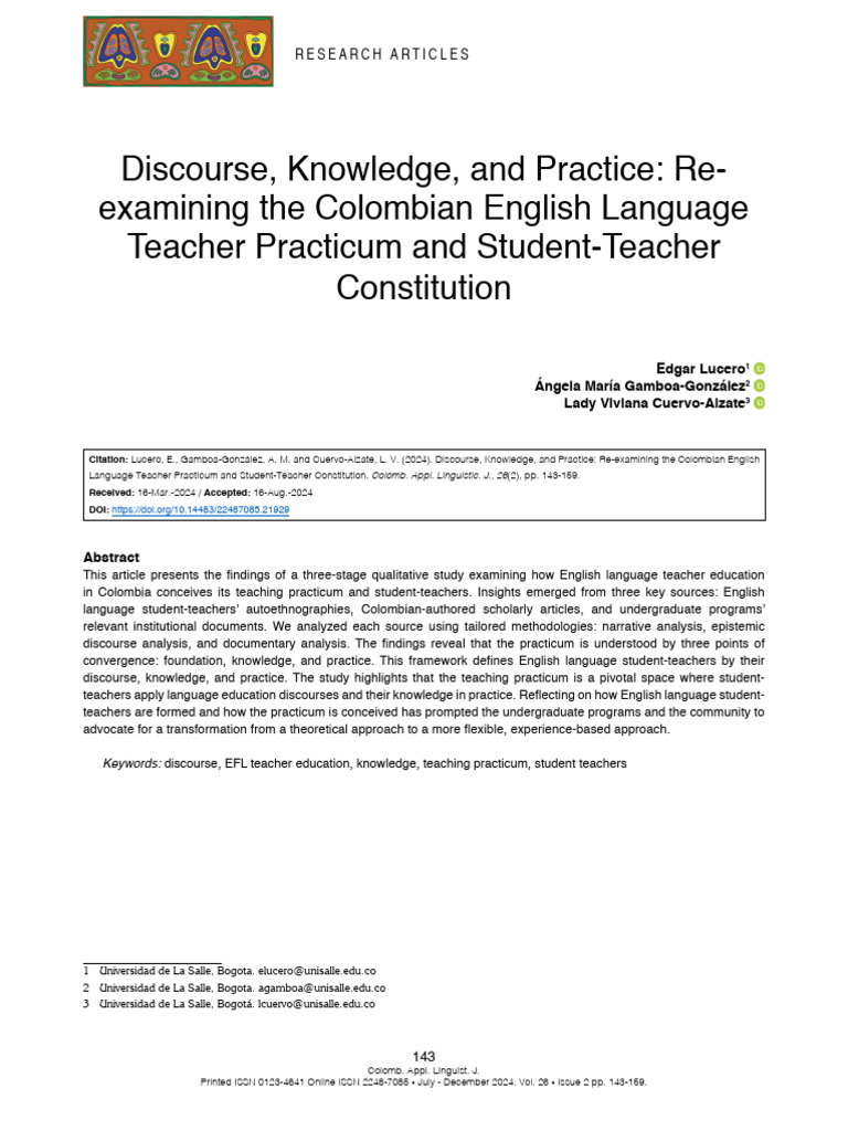 Colombian English Teacher Practicum Insights | PDF | Pedagogy | Language Education