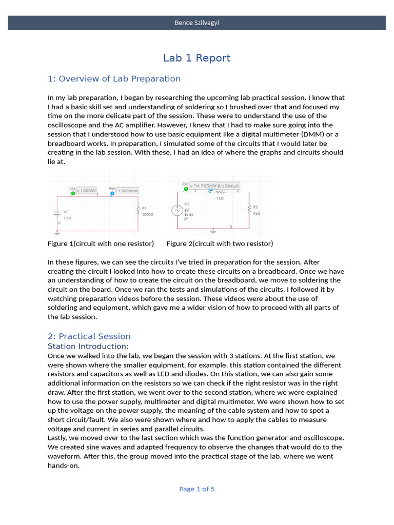 Lab Report on Circuit Design and Soldering | PDF | Voltage | Power Supply