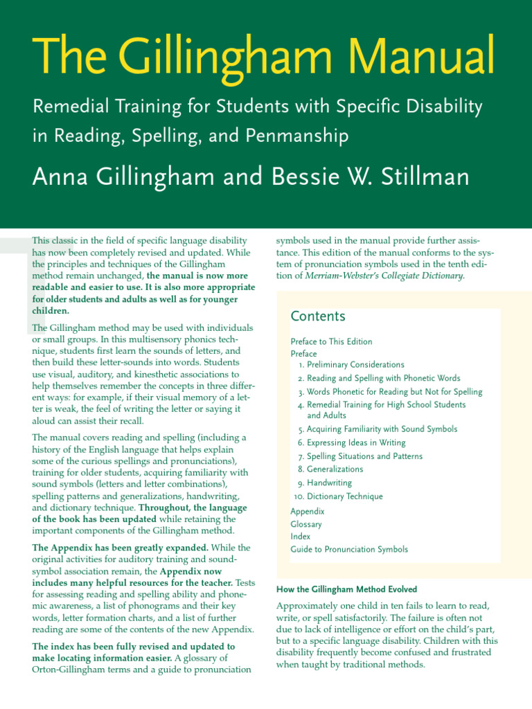 Gillingham Manual for Reading Remediation | PDF | Phonics | Phonetics