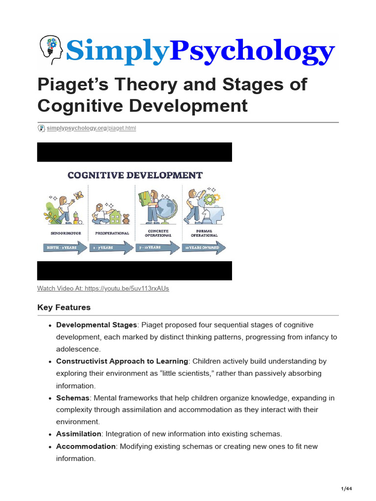 Piagets Theory and Stages of Cognitive Development | PDF | Schema ...