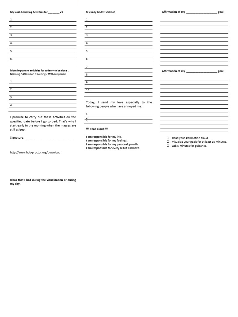 AIO Goal Achiever Worksheet English | PDF