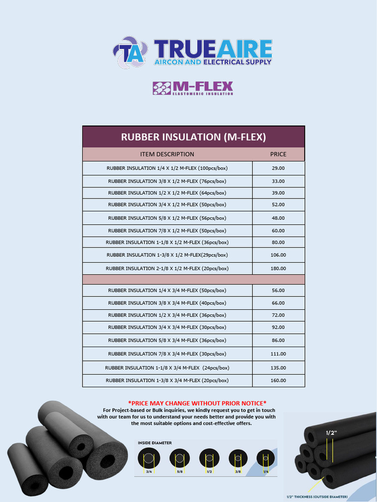 Rubber Insulation Pricelist | PDF
