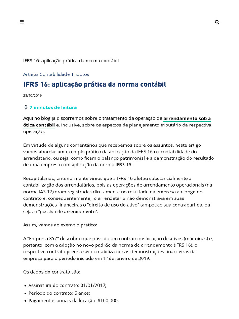 IFRS 16 - Aplicação Prática Da Norma Contábil | PDF | Contabilidade ...