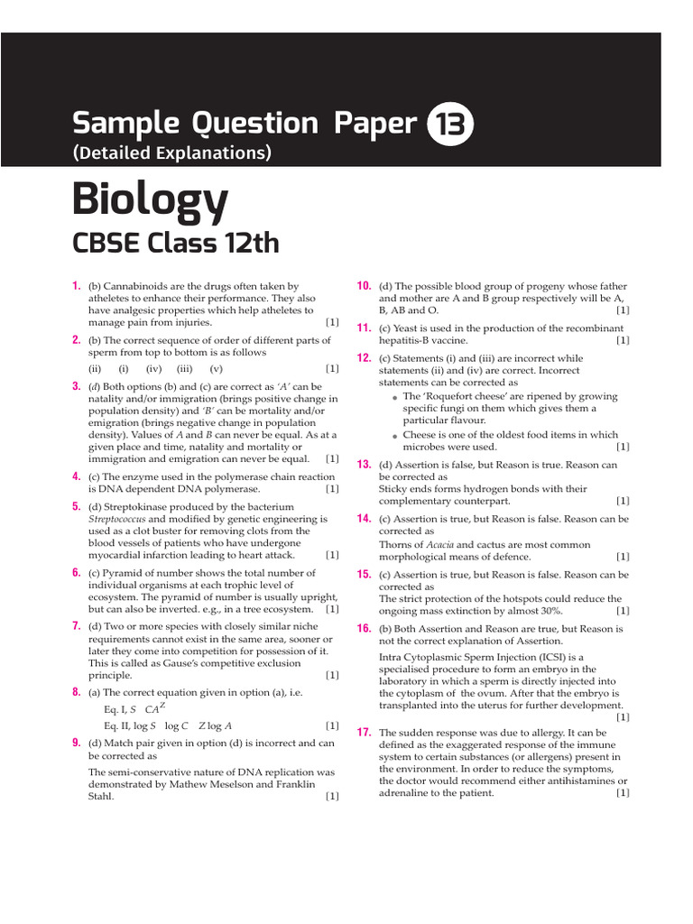 CBSE-Sample-paper-13-Bio.-12 | PDF | Dna | Directionality (Molecular ...