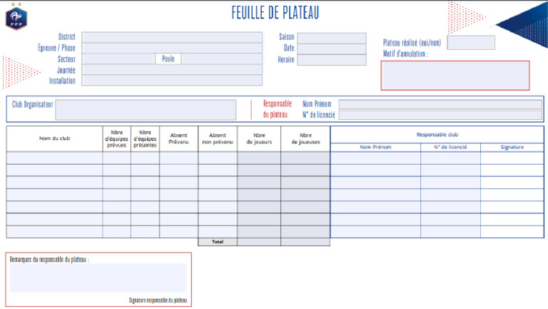 Feuille de Plateau U7 U9 | PDF