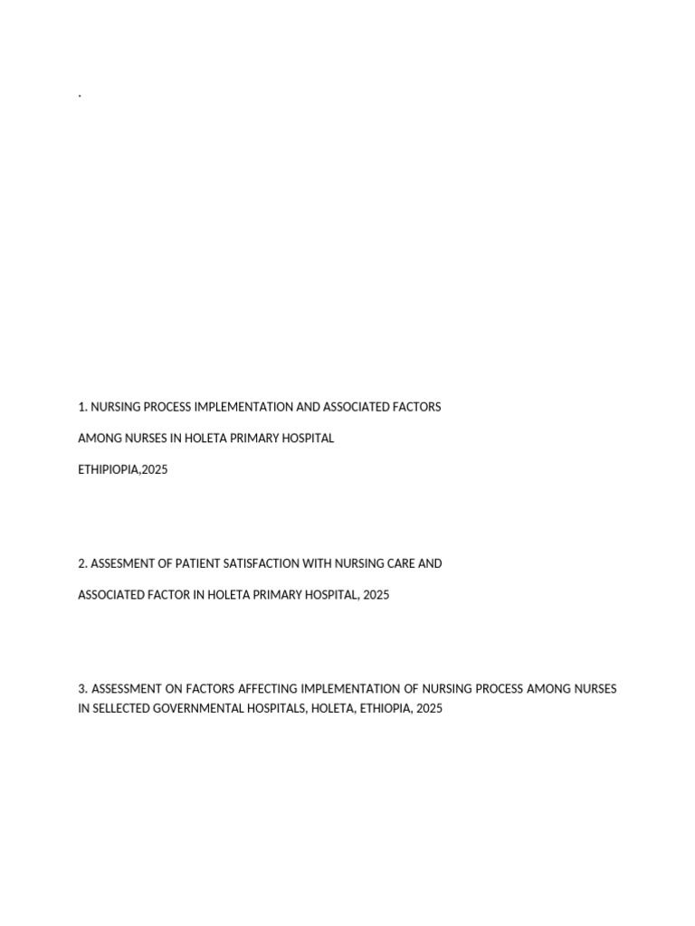 Nursing Process and Patient Care in Holeta | PDF