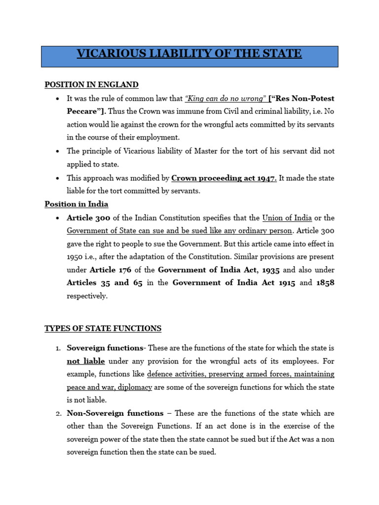 State Vicarious Liability in Tort Law | PDF | Legal Liability | Tort