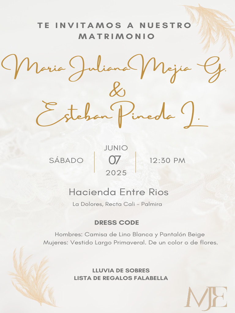 Invitacion Matrimonio MJM-EPL | PDF