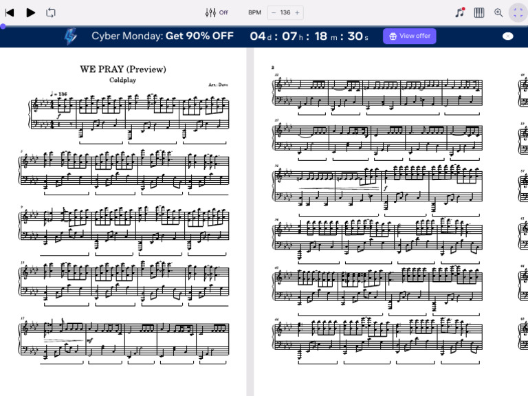We Pray - Coldplay Piano Sheet Music | PDF