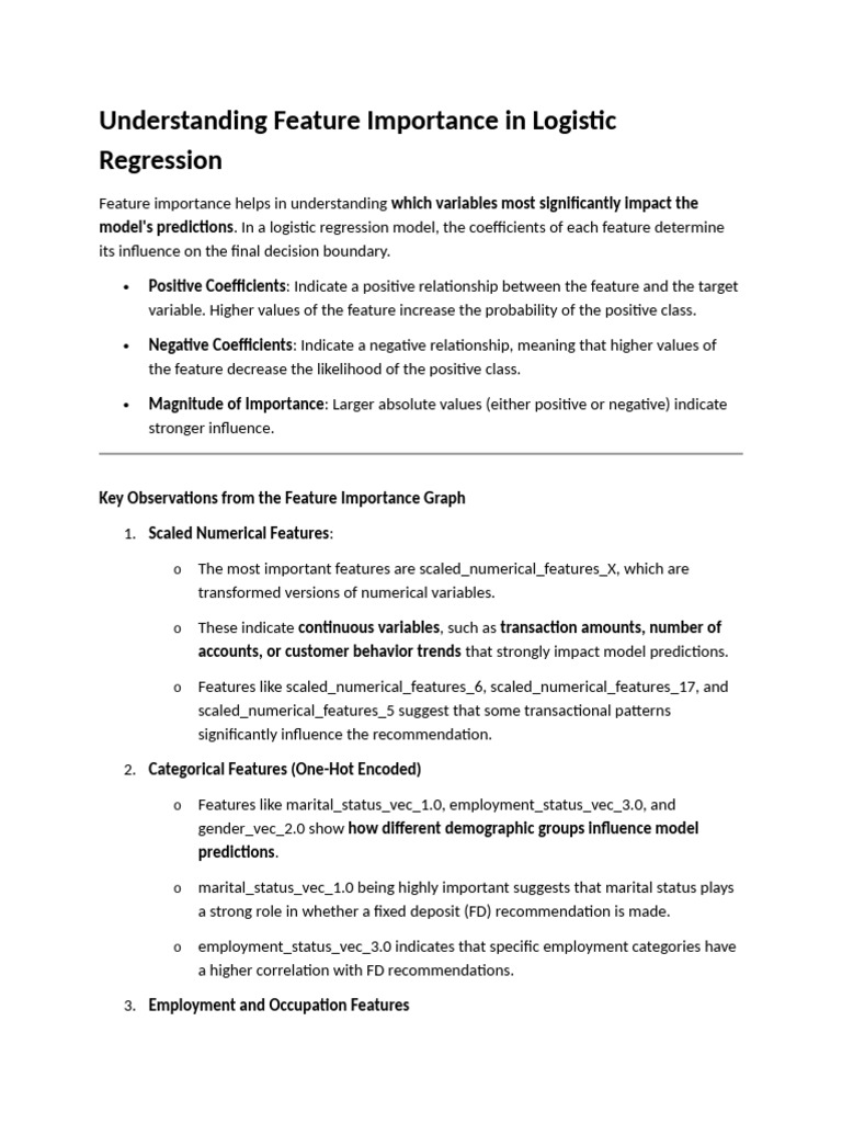 Understanding Feature Importance in Logistic Regression | PDF | Linear Regression | Logistic ...