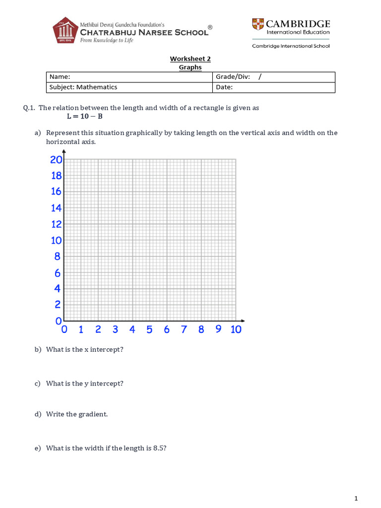 Gr.8 Math Revision Worksheet 2 CA2 CNS Pune | PDF